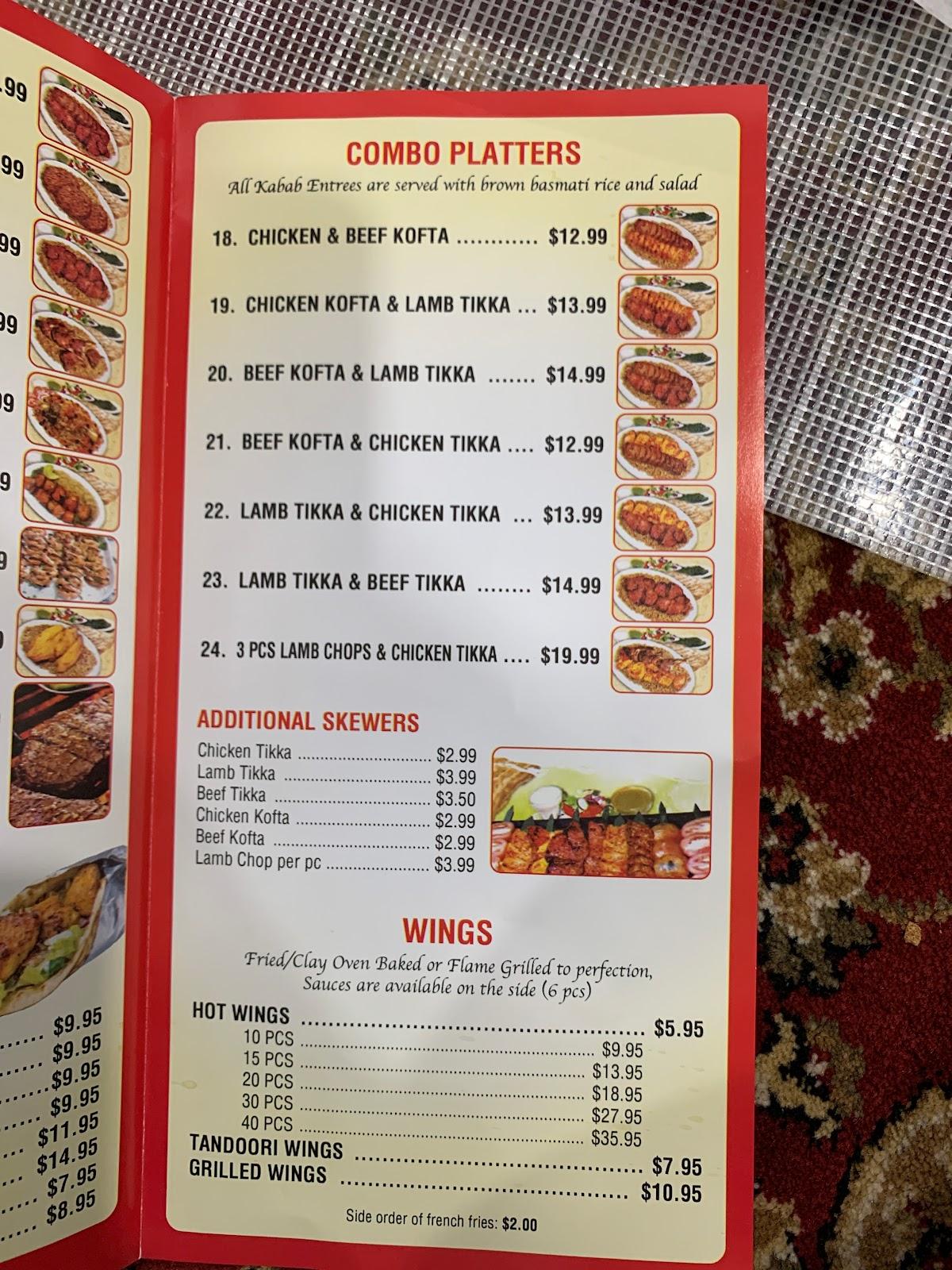 Menu at Kabab House restaurant, Carnegie