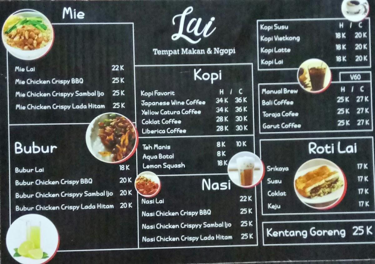 Menu at Lai Container Cafe, East Jakarta