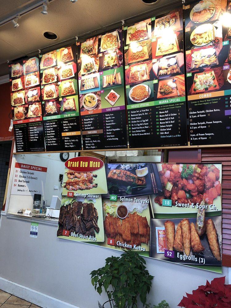 Menu at Manna Teriyaki restaurant, Edmonds