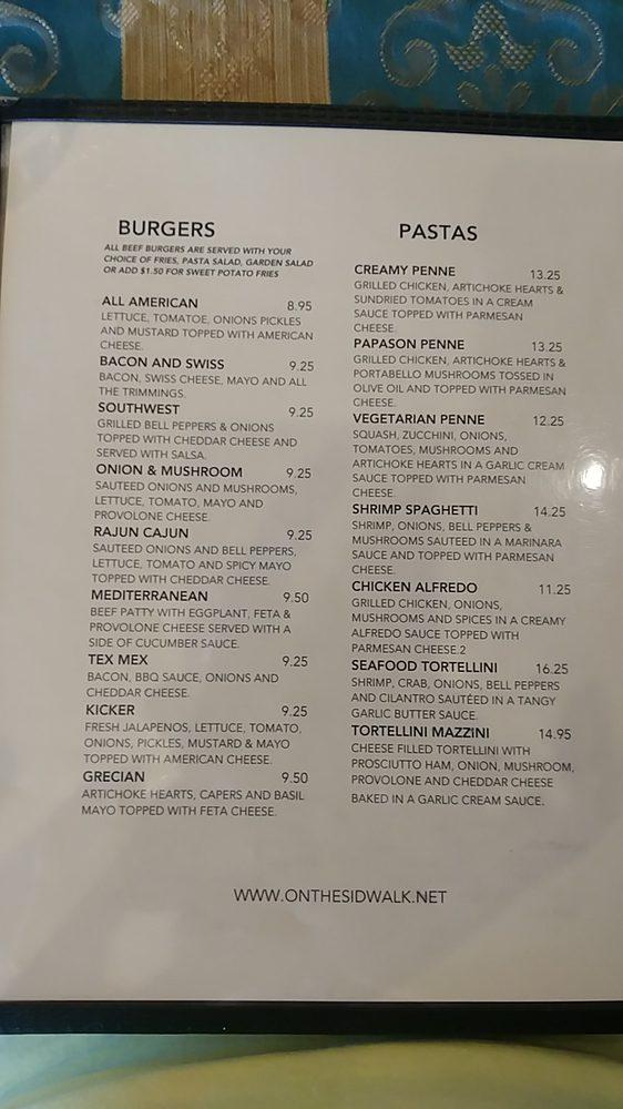 Menu at On the Sidewalk Bar & Grill, Enid