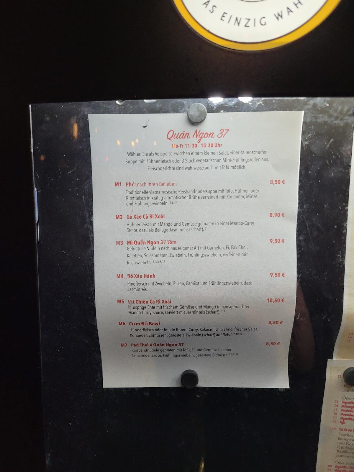 Speisekarte von Quan Ngon 37 restaurant, Itzehoe