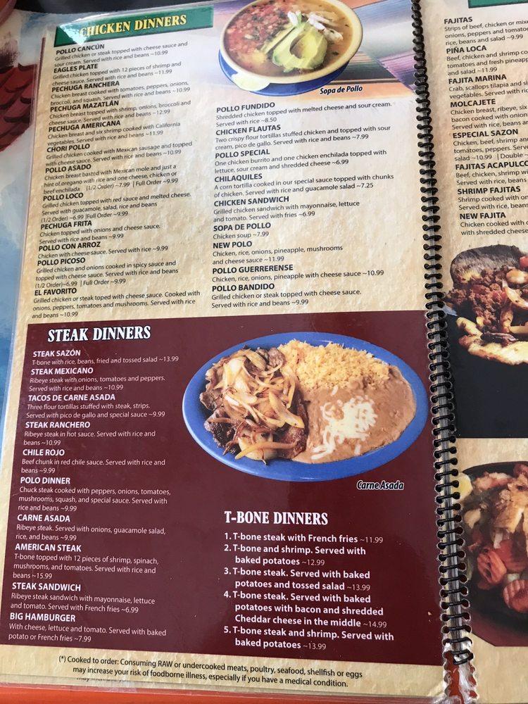 Menu at Sazon Mexican Restaurant, Williamson