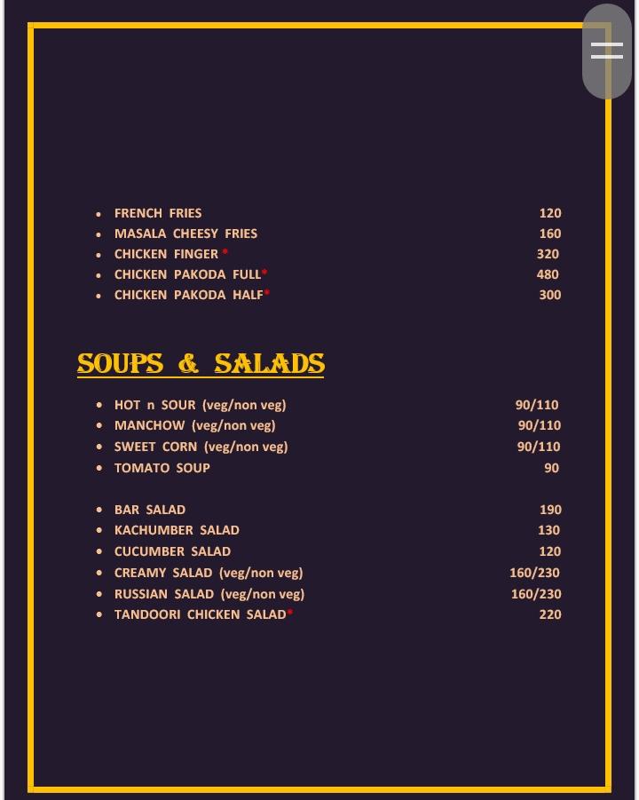 Menu at The Hawk, Patiala