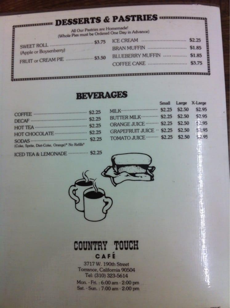Menu at Country Touch Cafe, Torrance