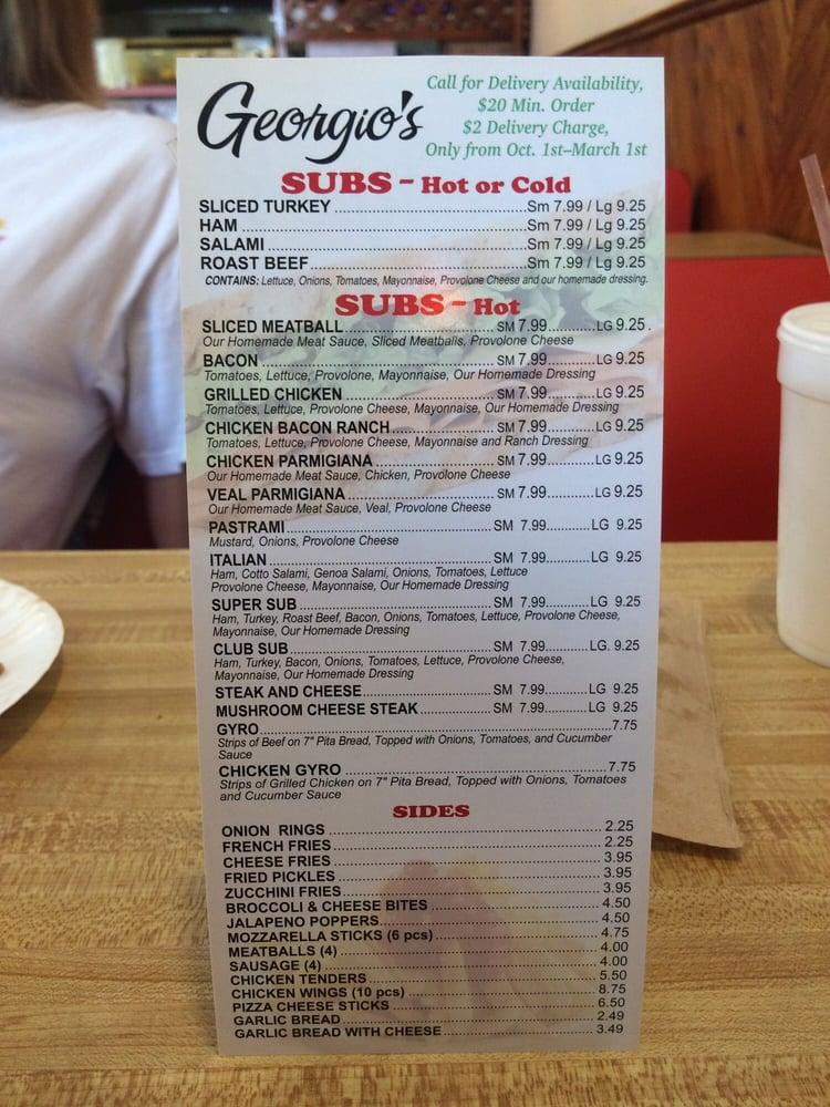 Menu at Georgio's Famous Pizza pizzeria, North Myrtle Beach, 211 Main St