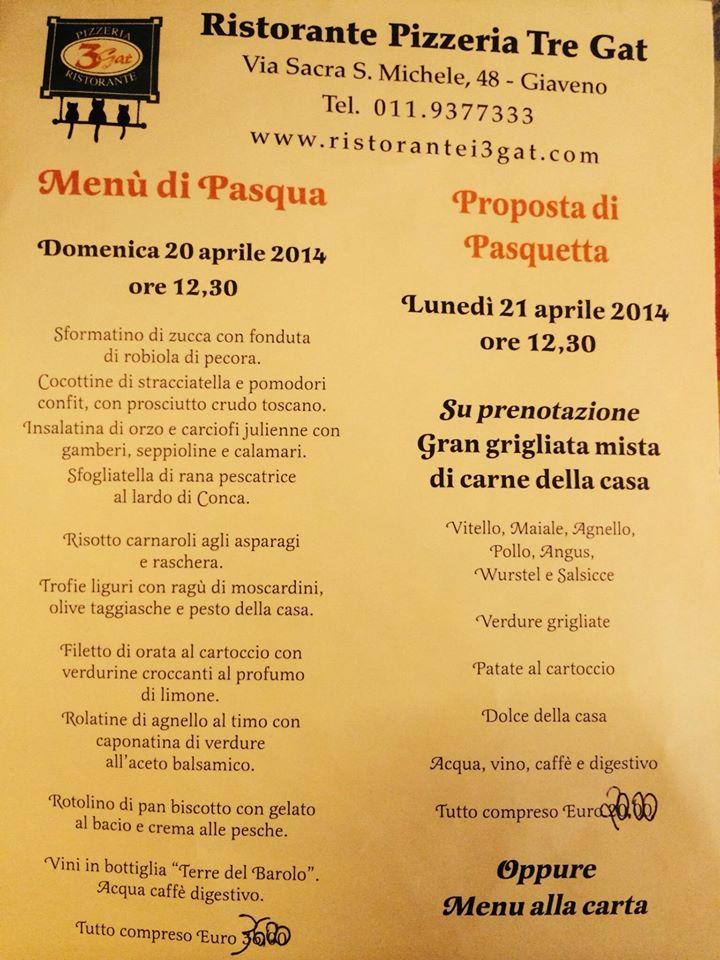 Menu at Ristorante Pizzeria I 3 Gat, Giaveno