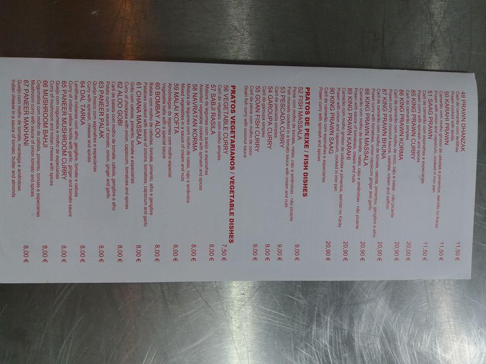 Menu at Indian Tandoori Restaurante - Valença, Portugal