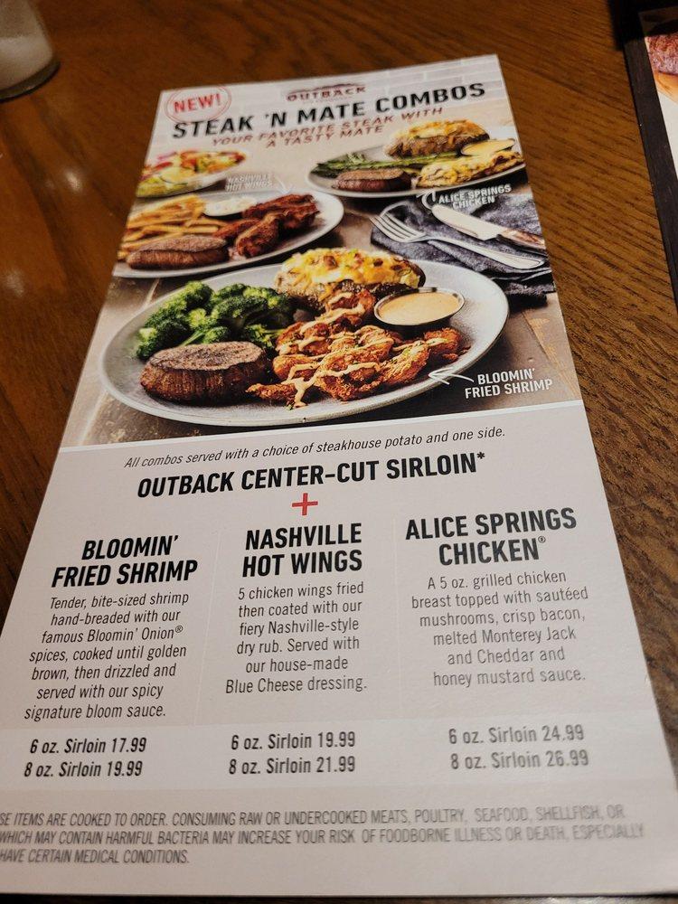 Menu at Outback Steakhouse, Novi