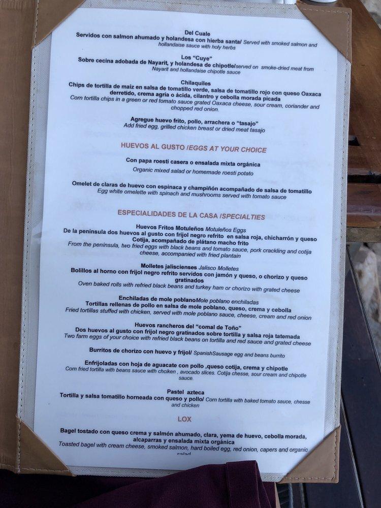 Menu at Blaze restaurant, Puerto Vallarta