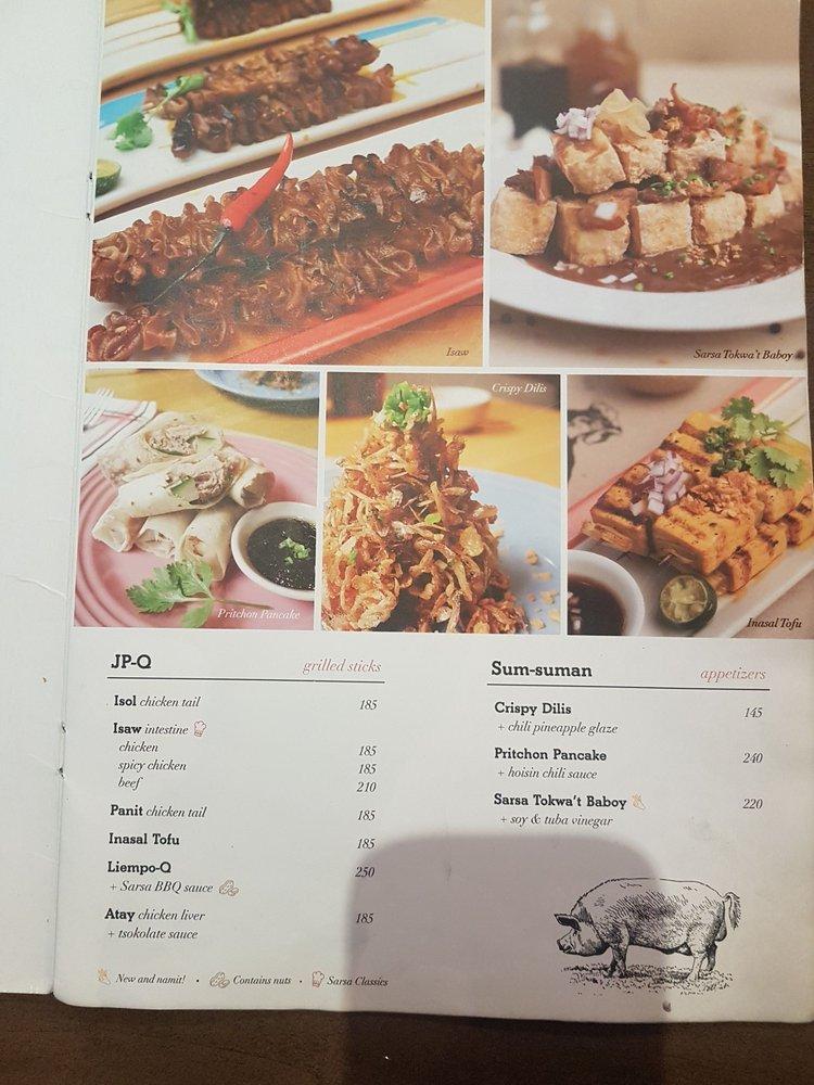 Menu at Sarsá Kitchen + Bar, Makati, 109 Rada