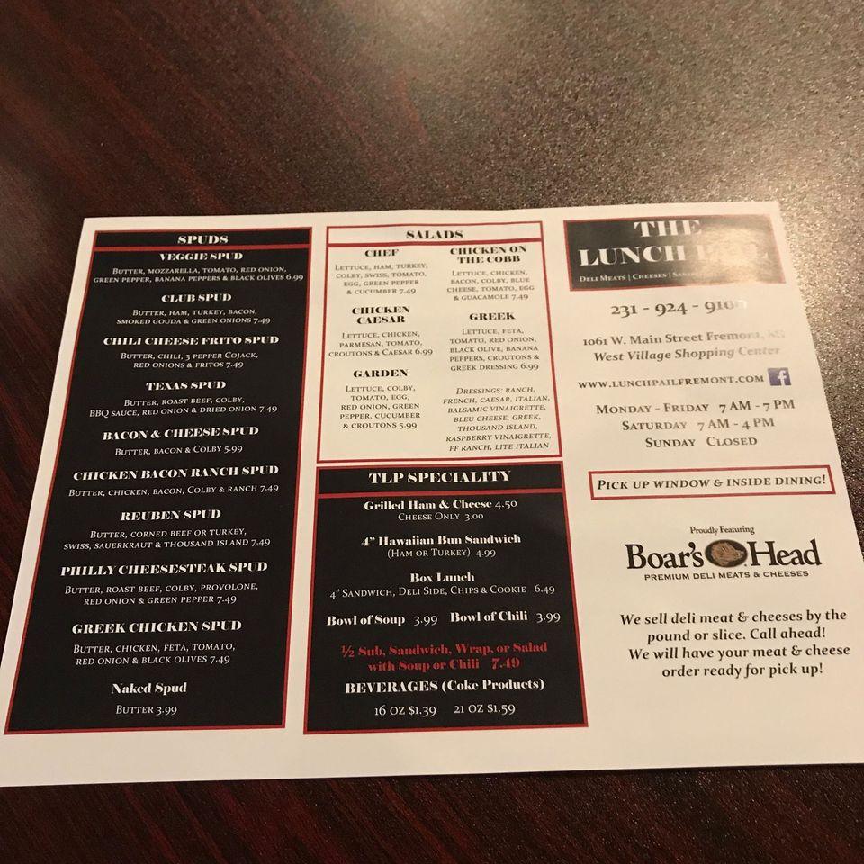 Menu at The Lunch Pail restaurant, Fremont, 14 W Main St