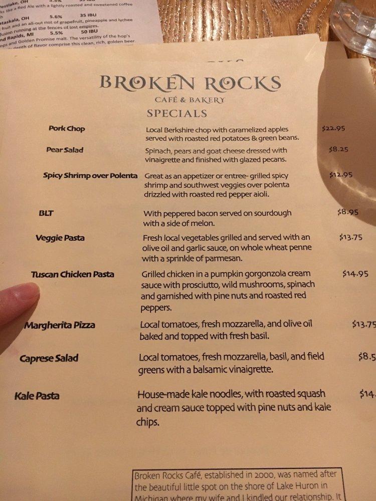 Menu at Broken Rocks Café & Bakery, Wooster