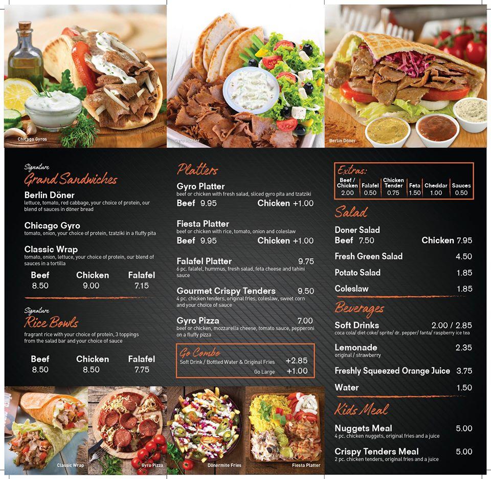 Menu at Doner and Gyros restaurant, Montclair
