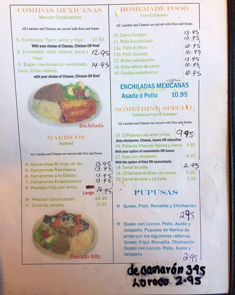 Menu at El Guanaco Salvadorean & Mexican Restaurant, Redwood City