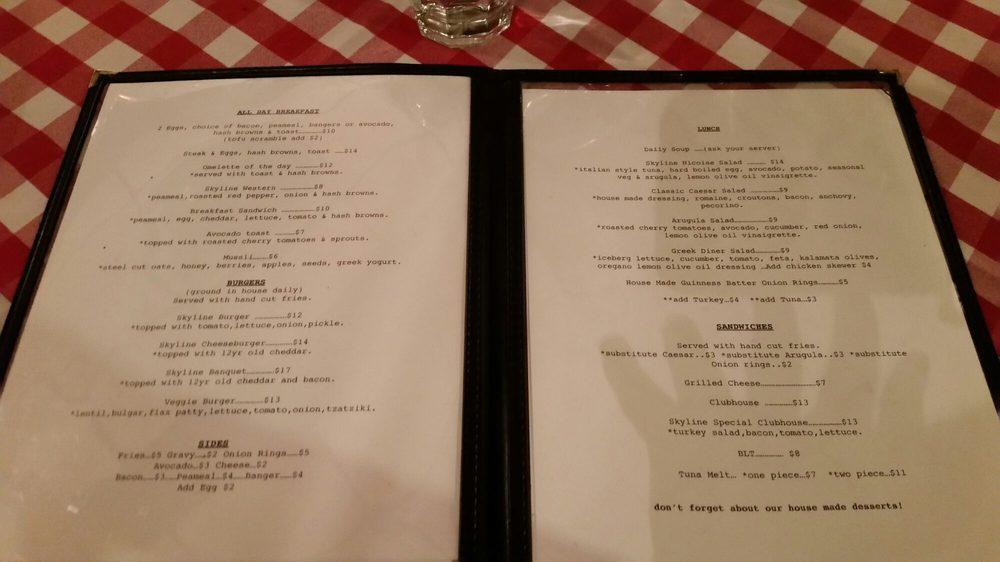 Menu at Skyline Restaurant, Toronto