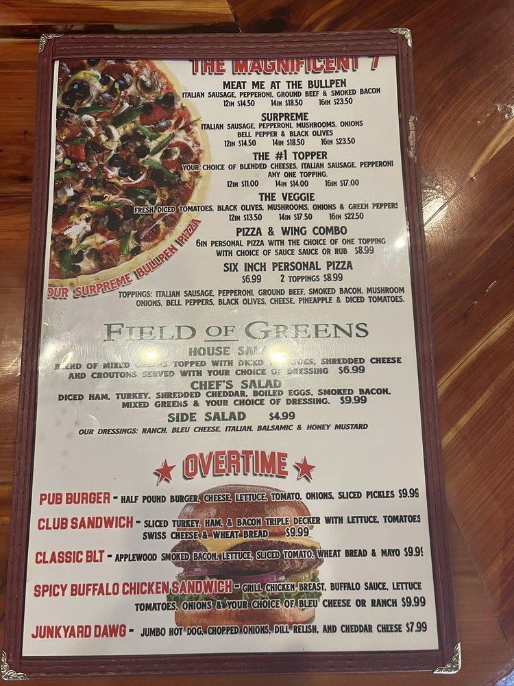 Menu at Bullpen Pizza pub & bar, Sugar Land