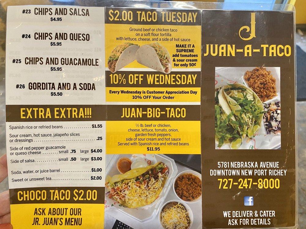 Menu at Juan-A-Taco Taco's & more Food Truck restaurant, New Port Richey