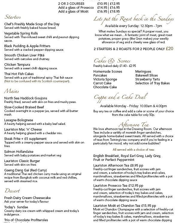 Menu at The Drawing Room Restaurant & Bar, Ardrossan