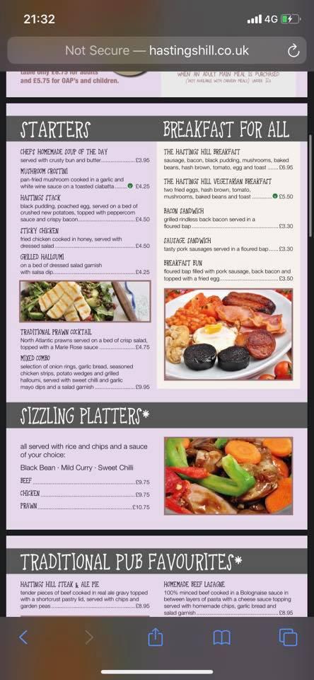 Menu at The Hastings Hill pub & bar, Sunderland, Chester Rd