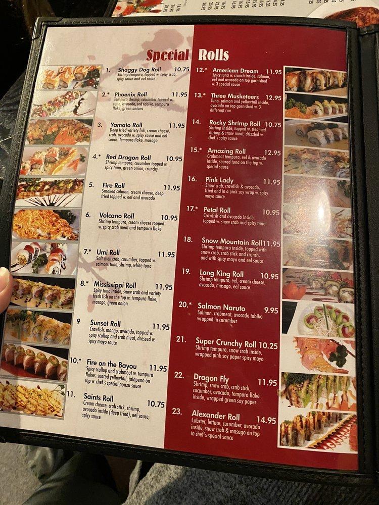 Menu at Yamato Steak House of Japan restaurant, Marianna