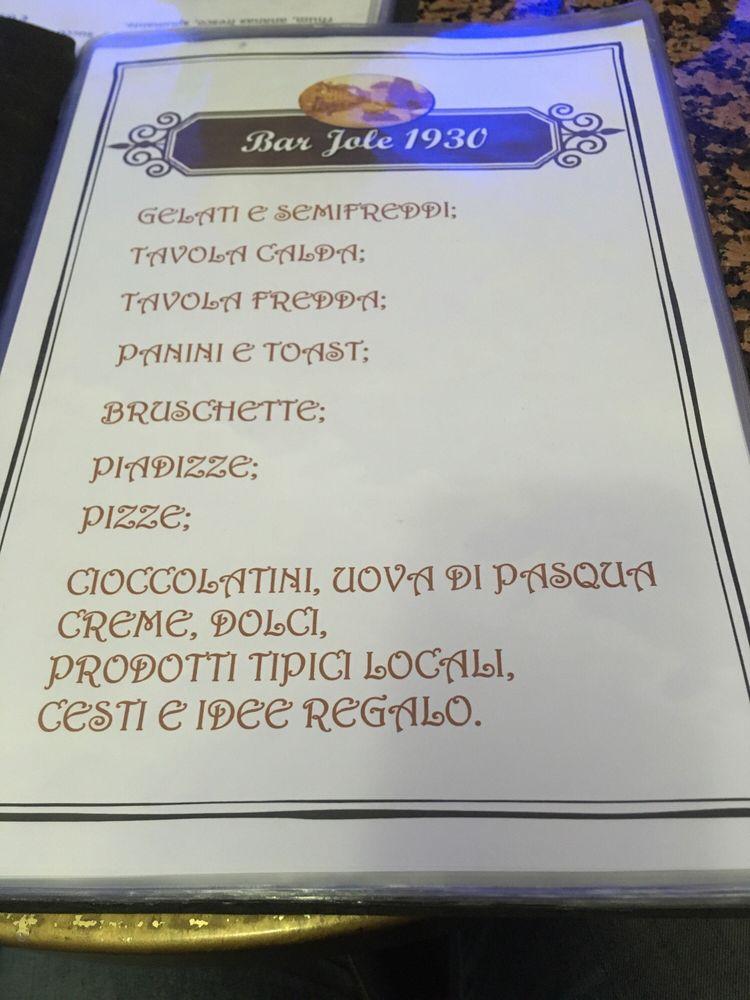 Menu at BAR Jole, Sassello