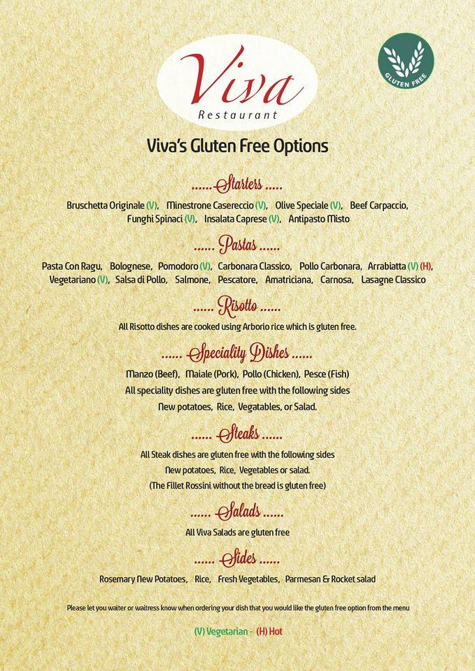 Menu at Viva Restaurant, Matlock
