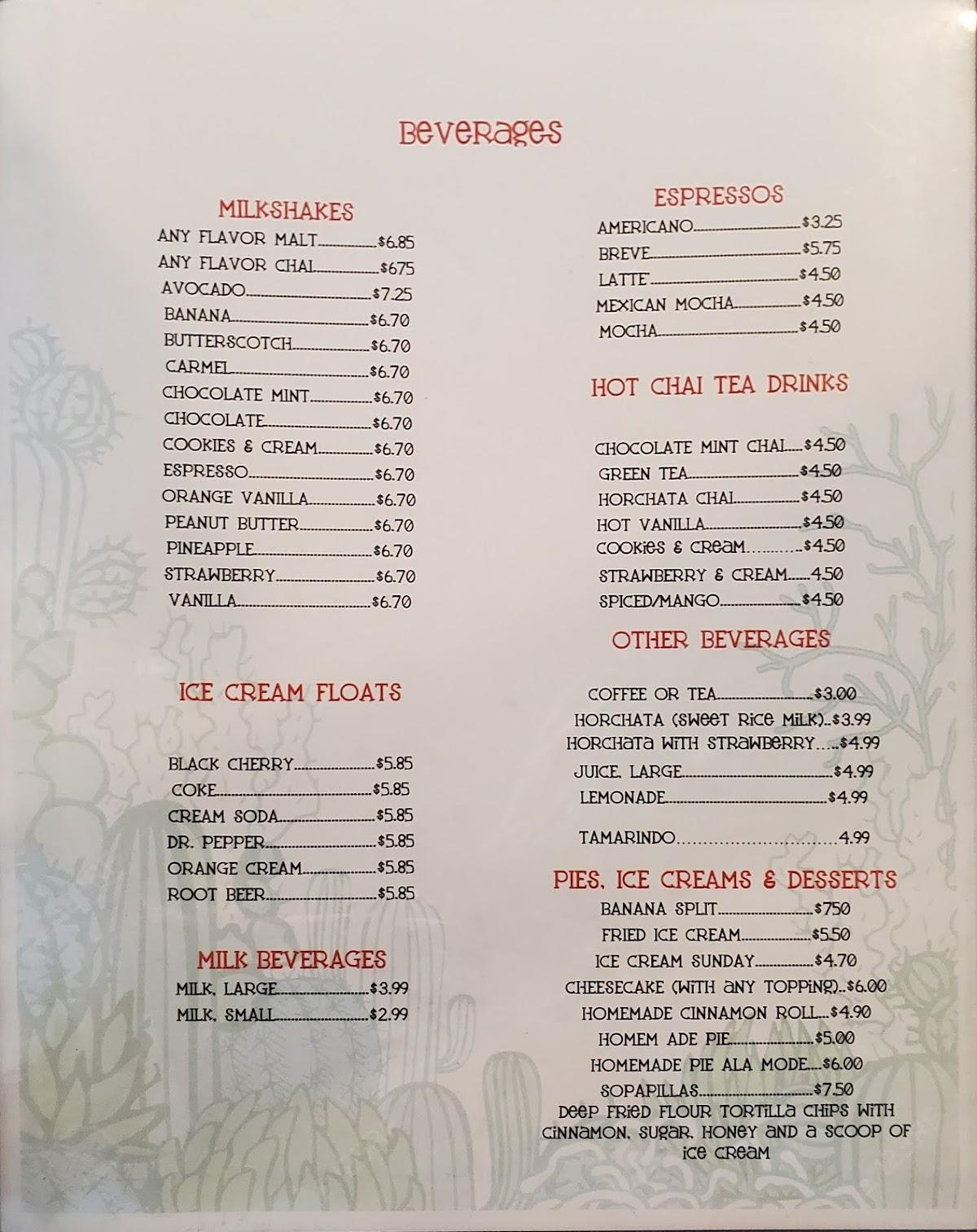 Menu at Amelia's Restaurant, Unalaska