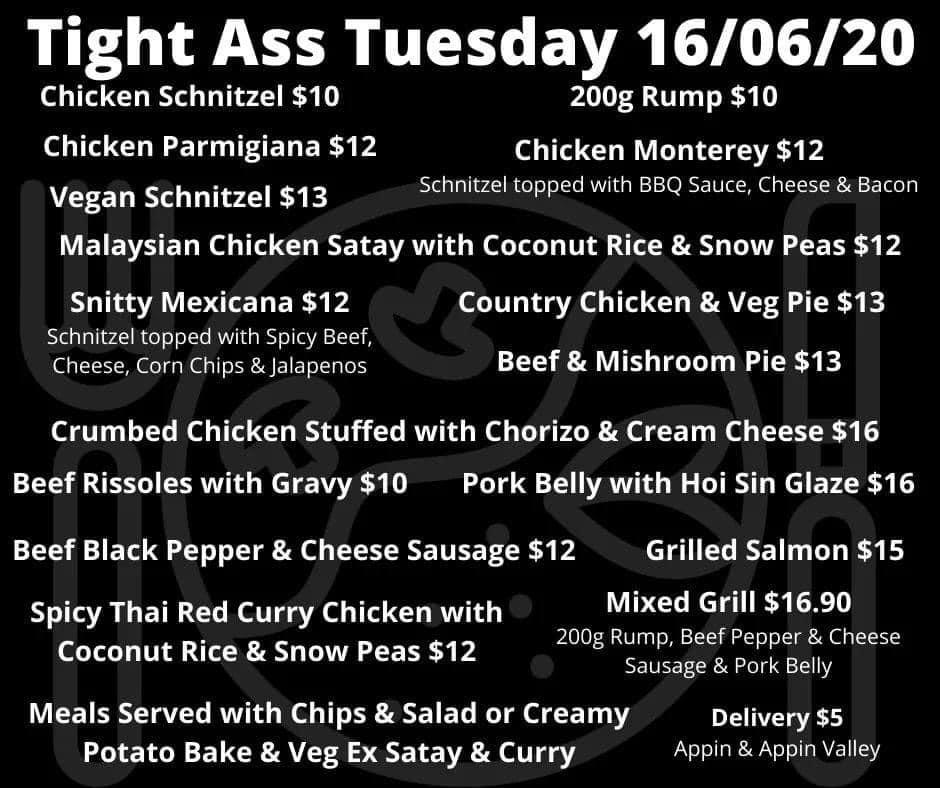 Menu at Appin Hotel pub & bar, Appin