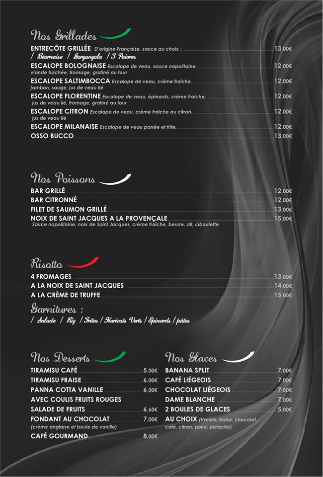 Menu at BONGUSTO restaurant, Montreuil