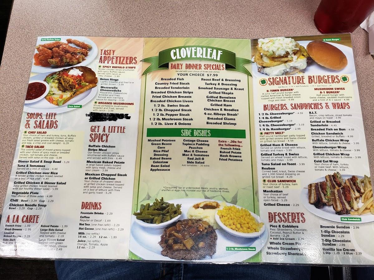 Menu at Cloverleaf South Restaurant, Bloomington
