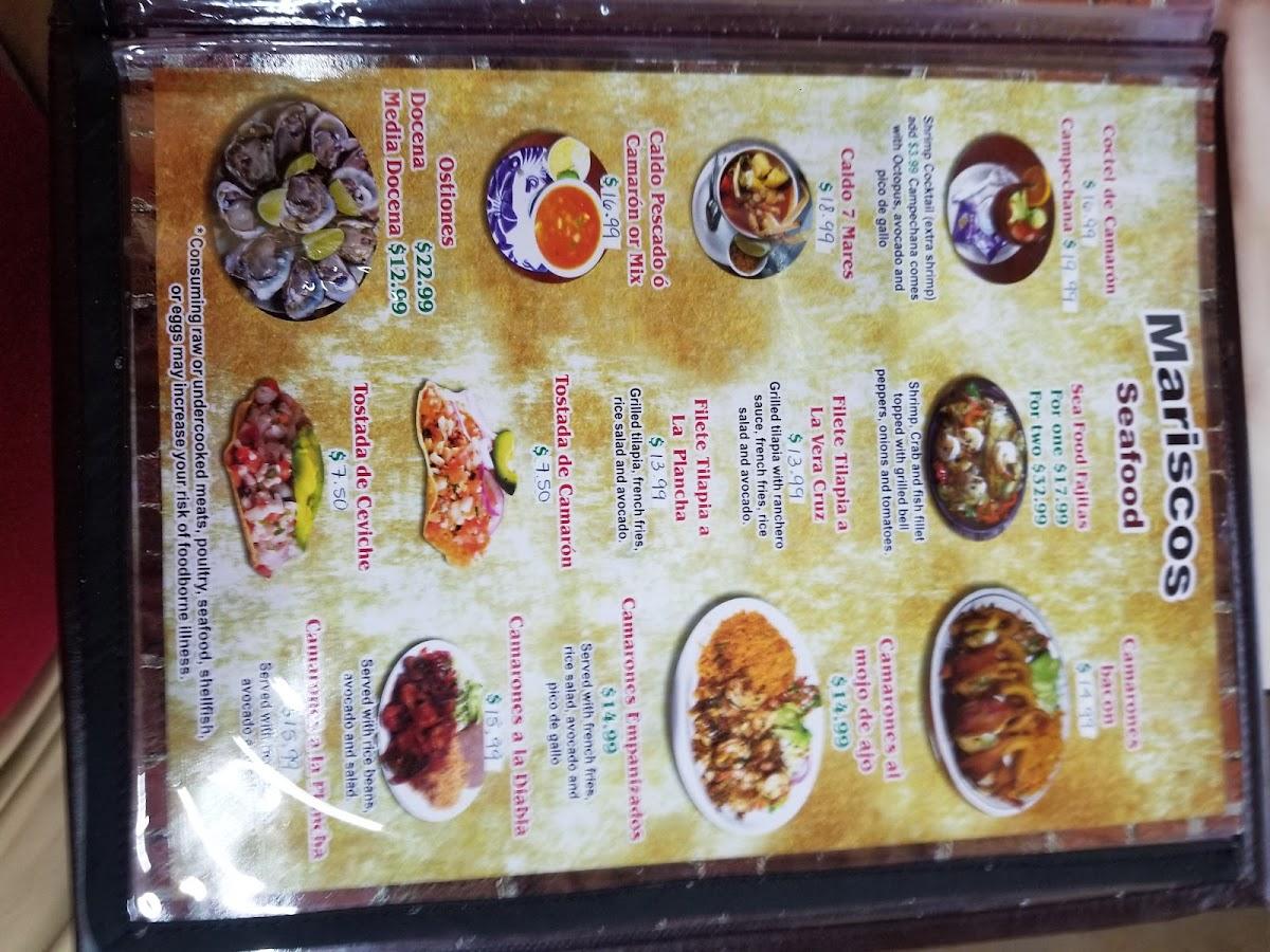 Menu at Los Agaves restaurant, Ruidoso
