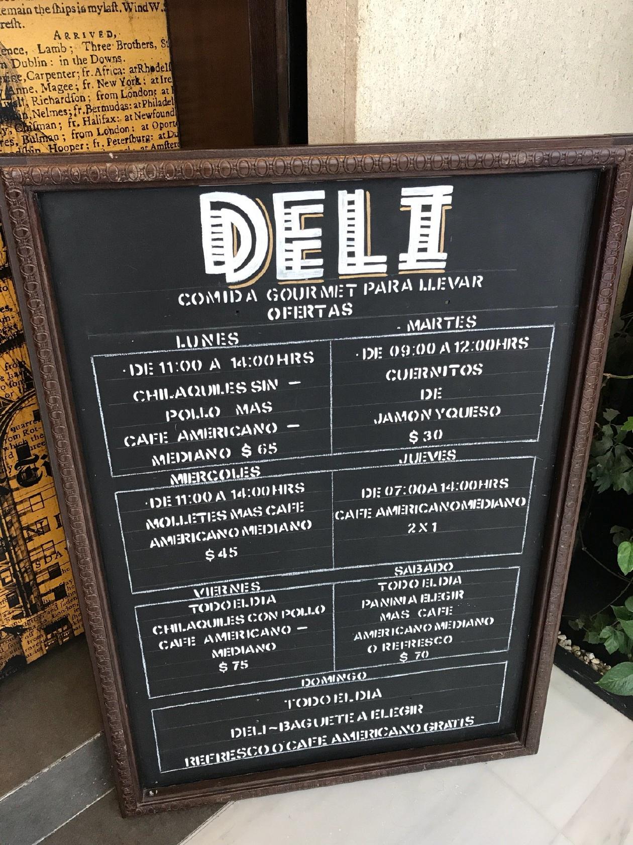 Menu at Restaurante Deli, Mexico City, Lago Chapultepec 179