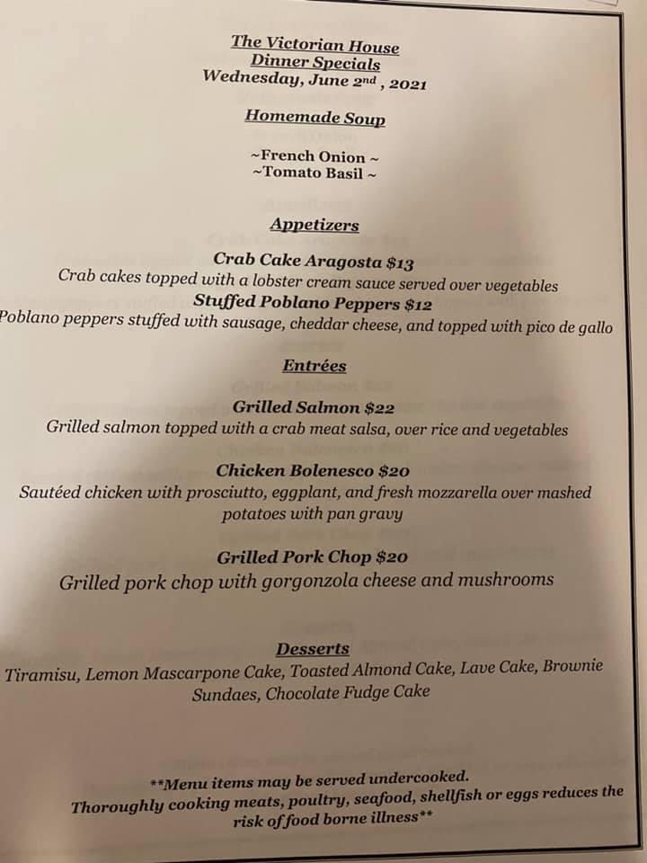 Menu at Victorian House Restaurant & Tavern, Cheshire