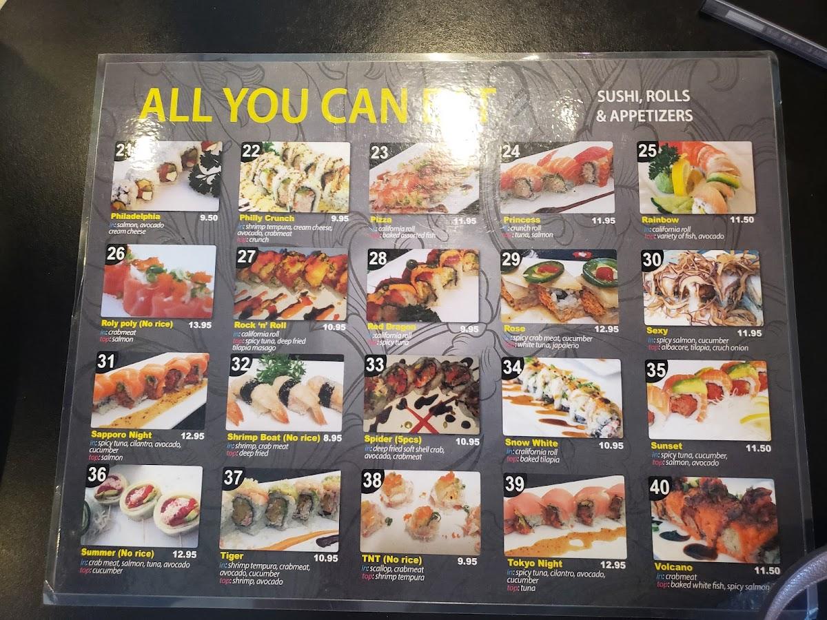 Menu at Maru Sushi restaurant, Westminster, Goldenwest St