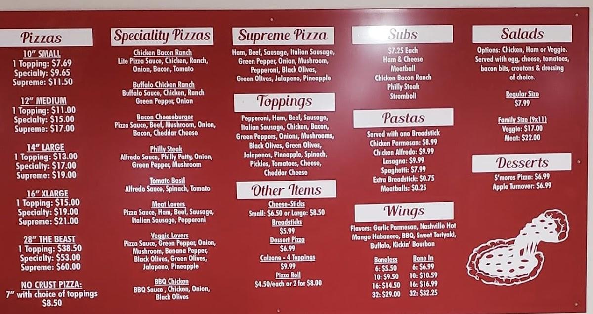 Menu at Pizza MD pizzeria, Russellville