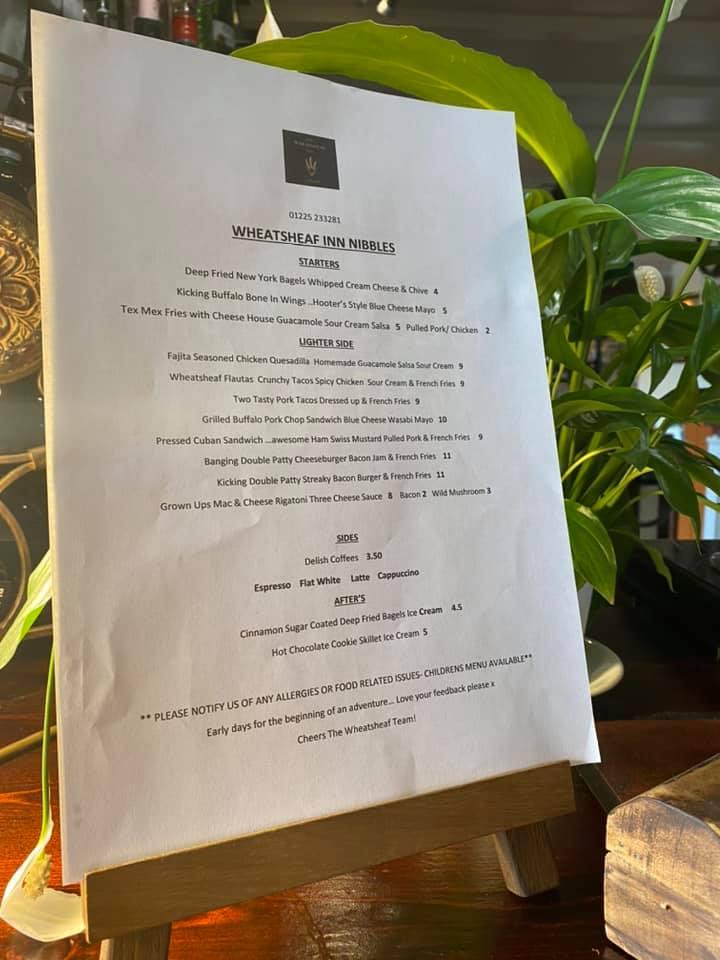 Menu at The Wheatsheaf Inn Corston pub & bar, Corston