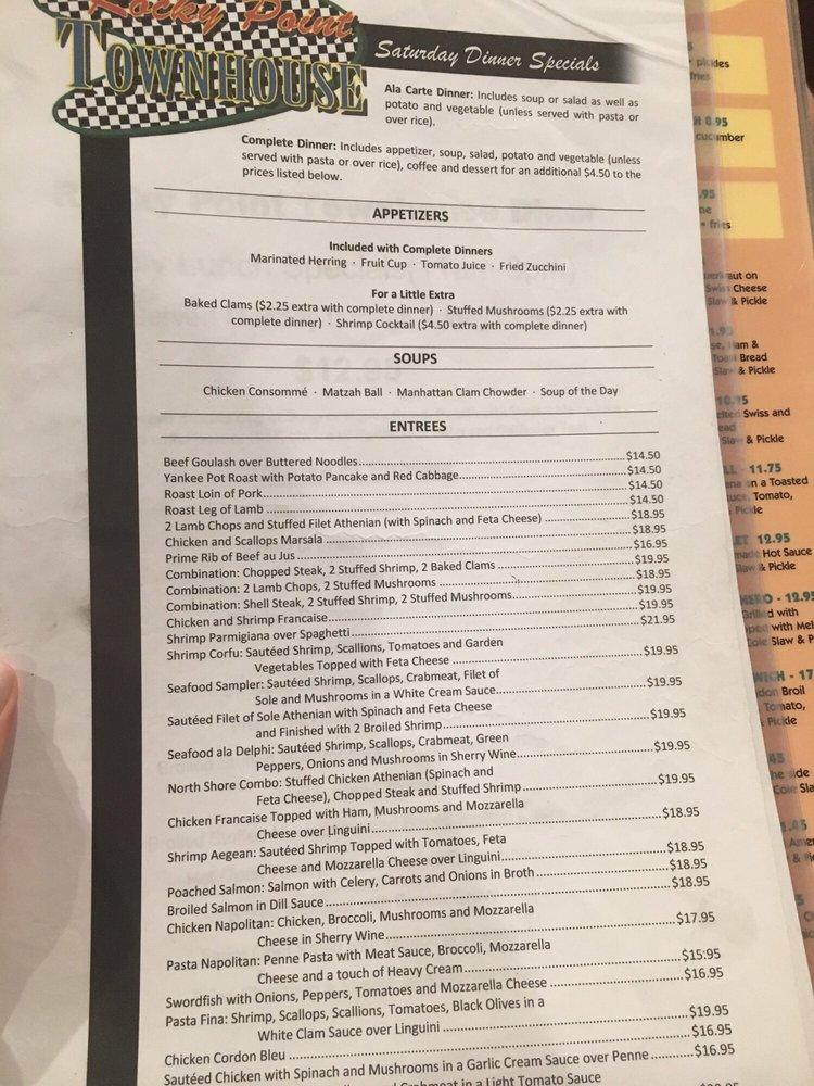 Menu at Zona Out East Diner restaurant, Rocky Point