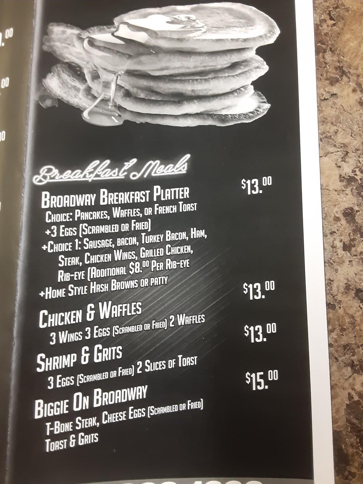 Menu at Breakfast on Broadway restaurant, St. Louis