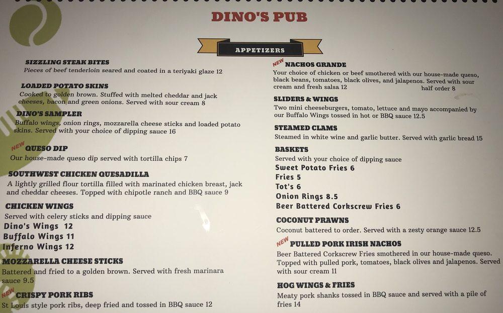 Menu at Dino's Pub, Renton