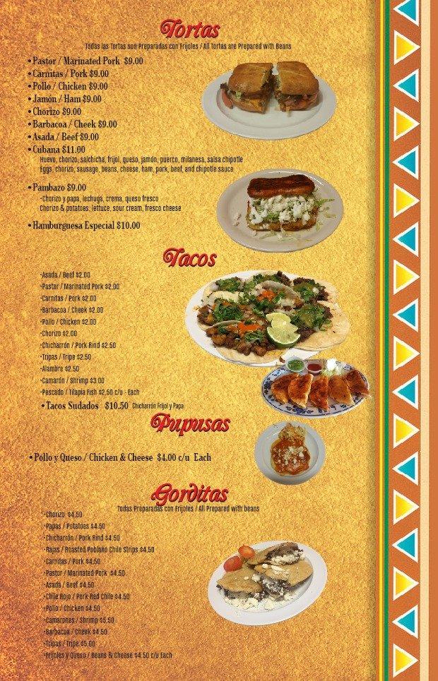 Menu at Gardunos Mexican Food restaurant, Eagle