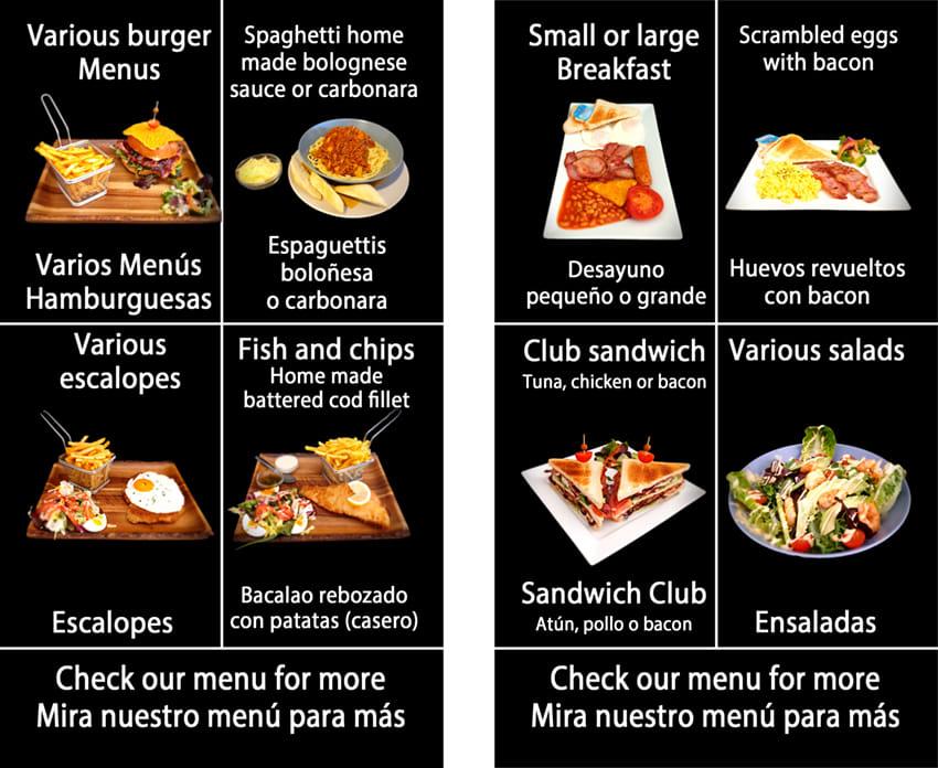 Menu at The Cosy Corner Bar, Torremolinos