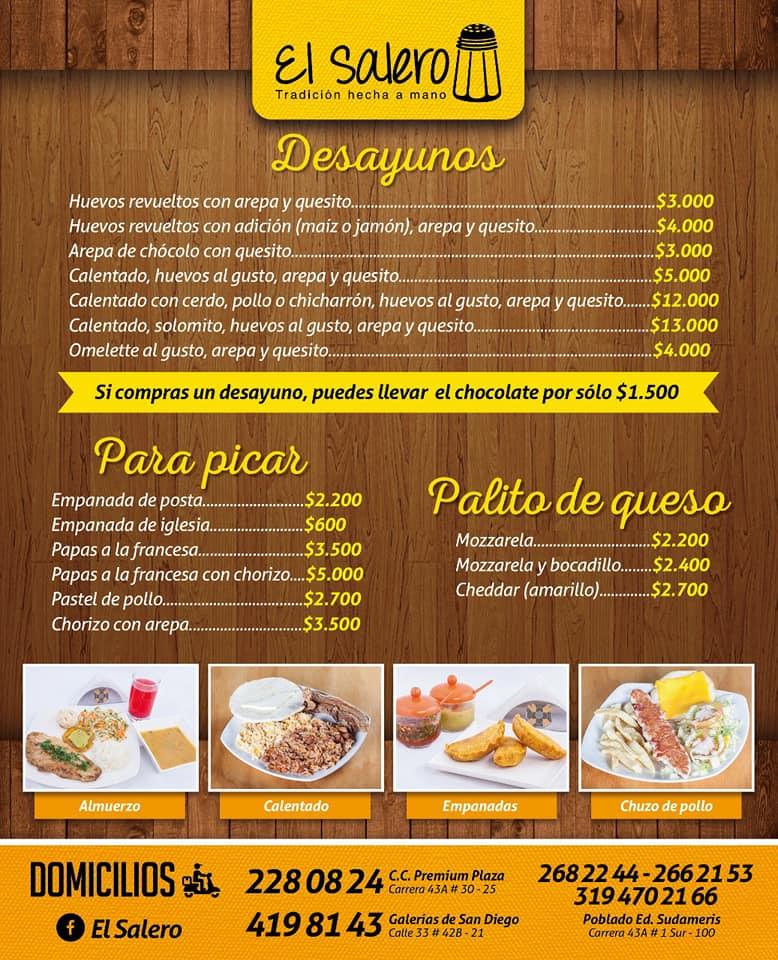 Menu at El Salero restaurant, Medellín, Centro Comercial Premium Plaza ...