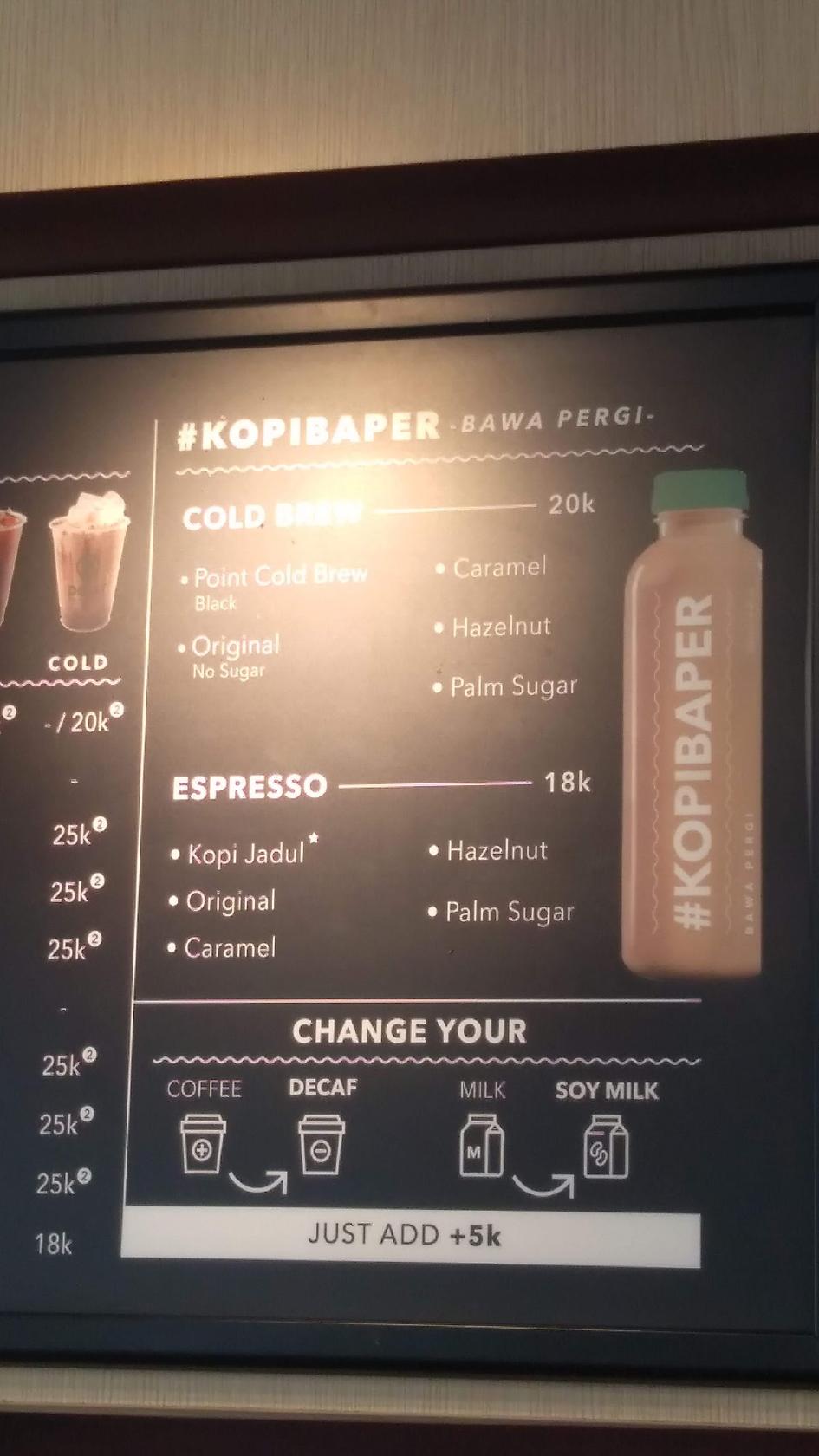 Menu at Point Coffee, West Jakarta, Blok F. 1 No