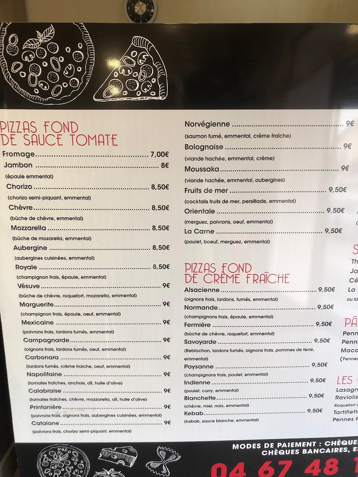 Menu au Coco Pizza pizzeria, Frontignan