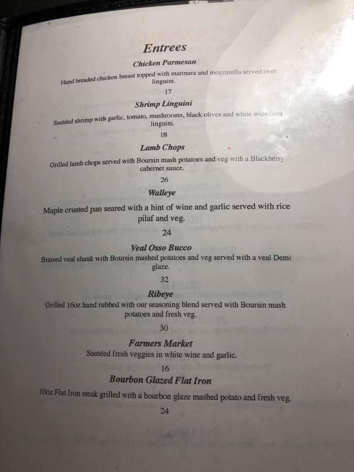 Menu at Grand Lake Public House, Grove