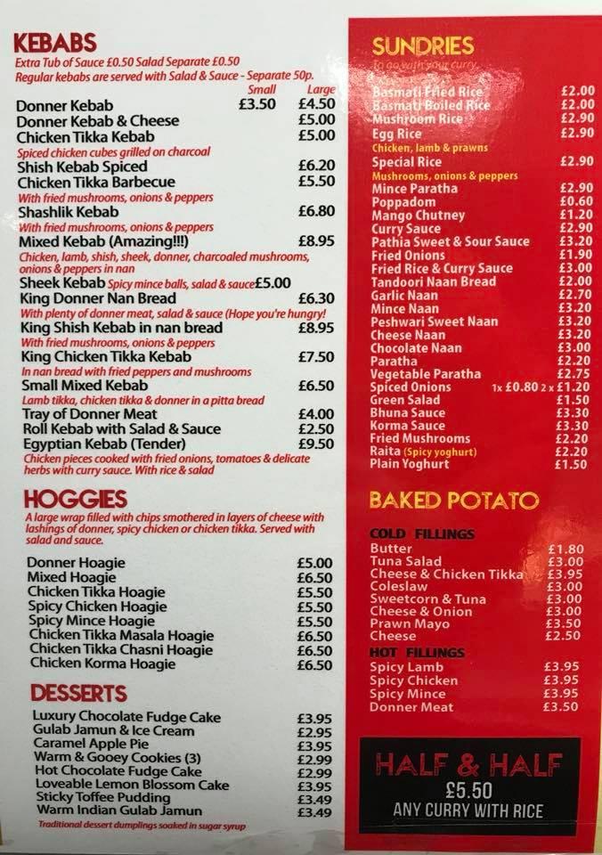 Menu at New house of shah restaurant, Wishaw