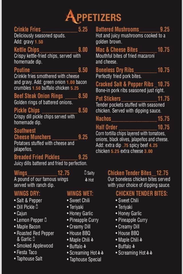 Menu at Oilmen's Taphouse & Grill pub & bar, Taber