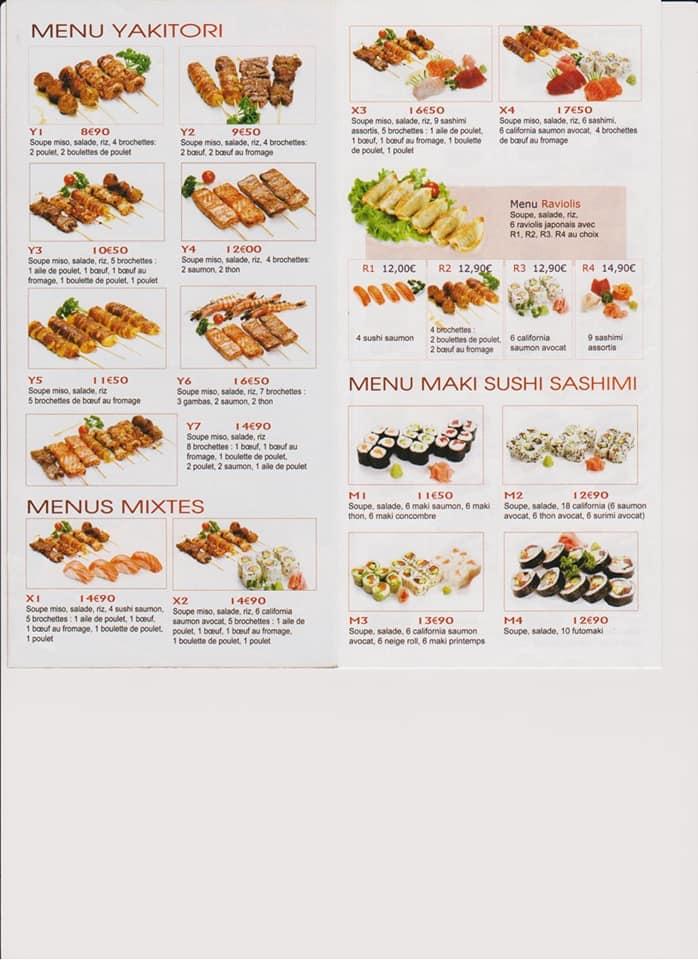 Menu au Restaurant Osaka Montluçon, Montluçon