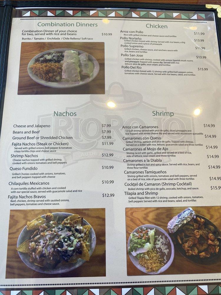 Menu at Rio Rojo Authentic Mexican Food restaurant, Alexandria