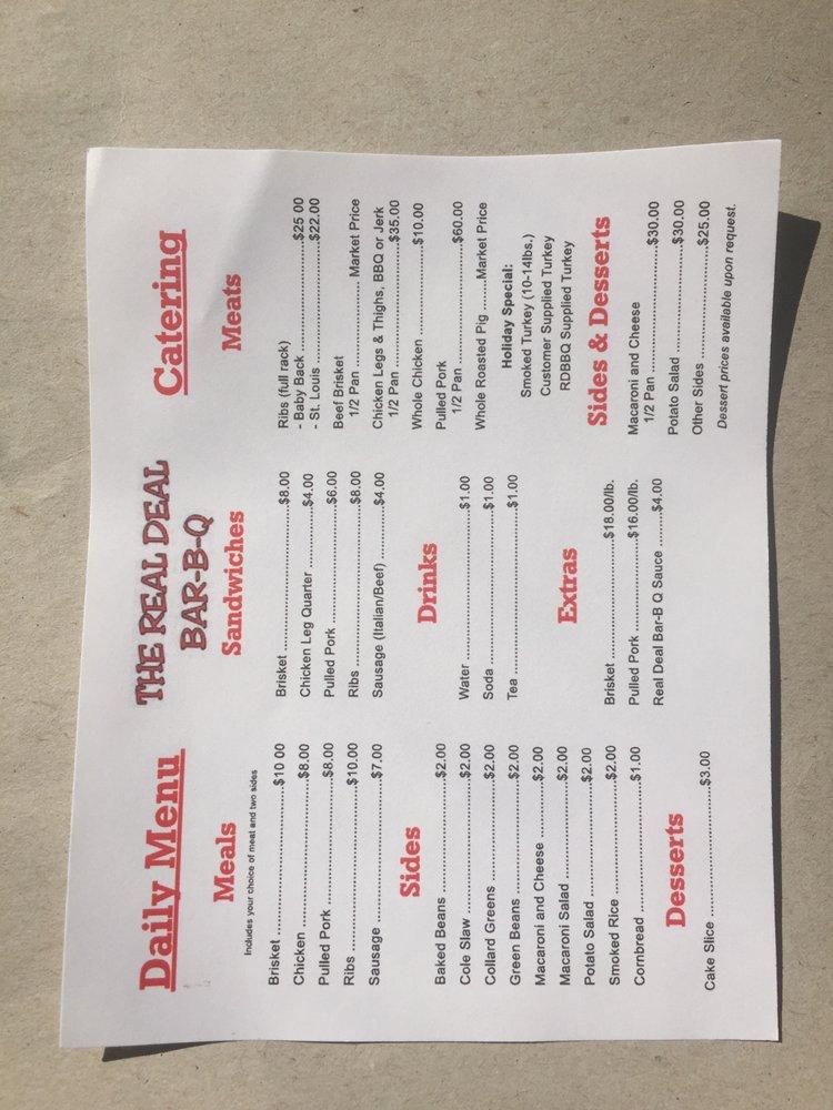 Menu at The Real Deal BBQ, Lebanon Township, NJ-31